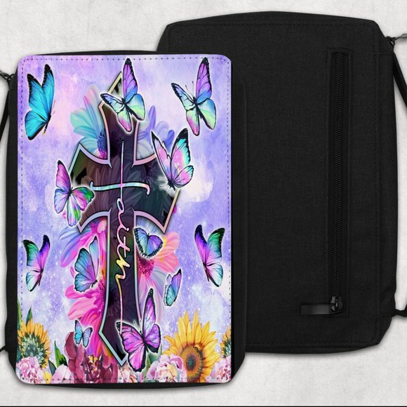 Hand Crafted | Bags | Purple Butterfly Faith Cross Design Custom Bible ...